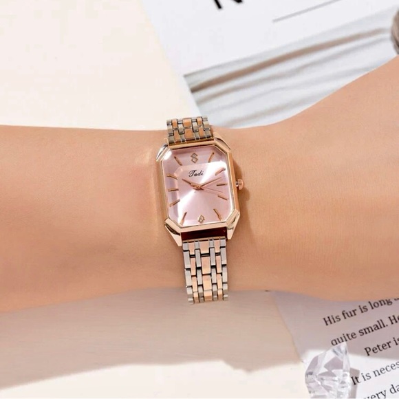 Tadi | Accessories | Quartz Polygon Rose Gold And Silver Link Bracelet ...